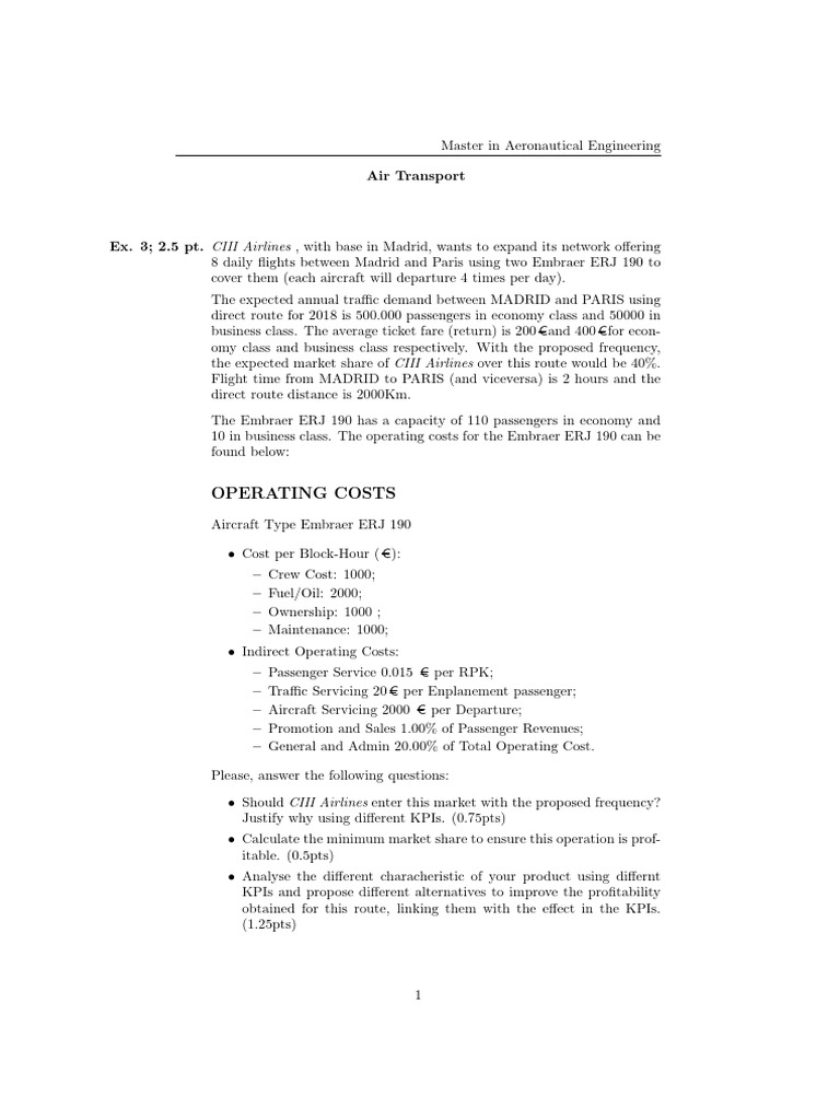Air Transport Exam Exercises | PDF | Airlines | Passenger