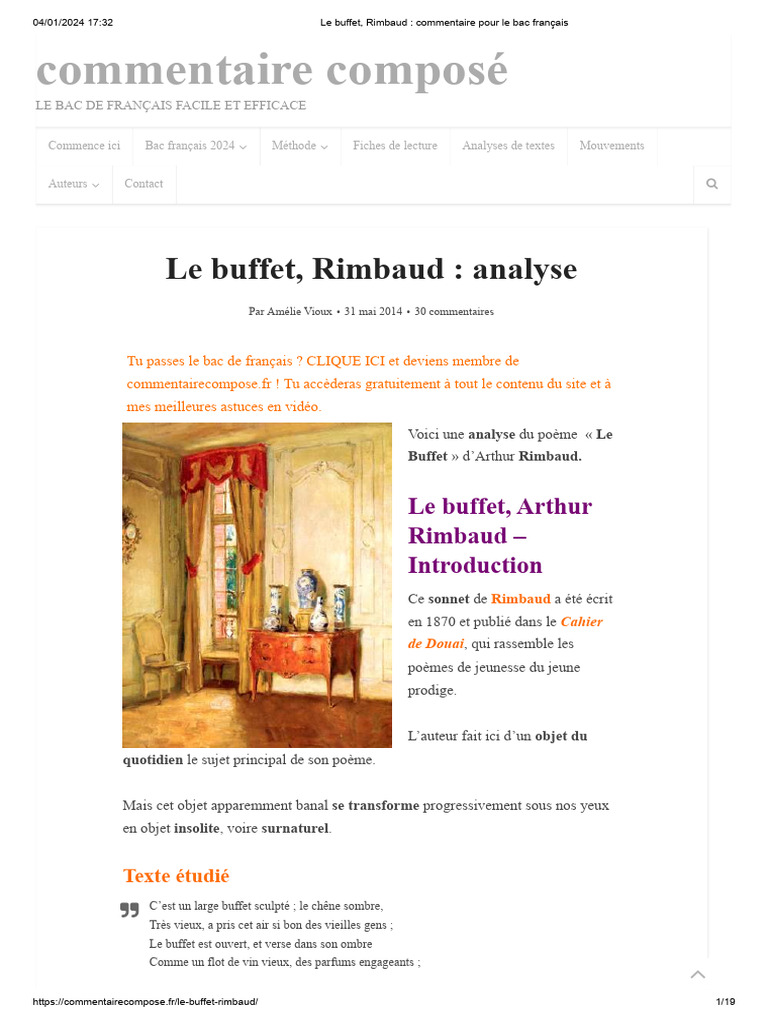Le Buffet Rimbaud Commentaire | PDF