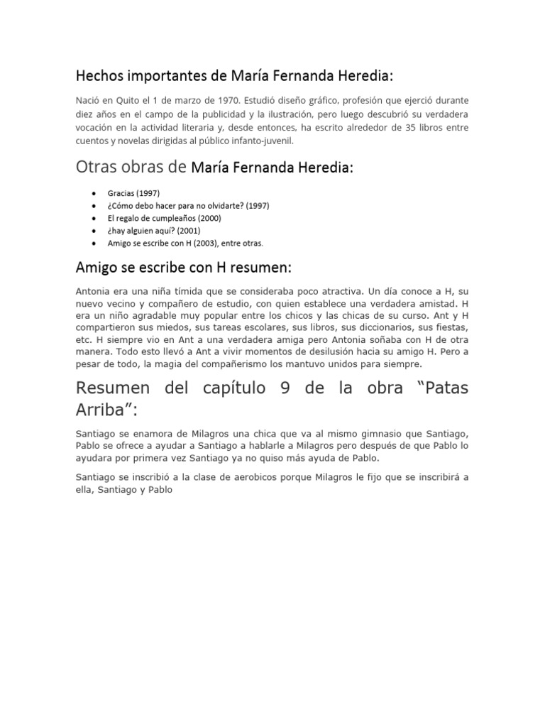 Biografía y obras de María Fernanda Heredia | PDF