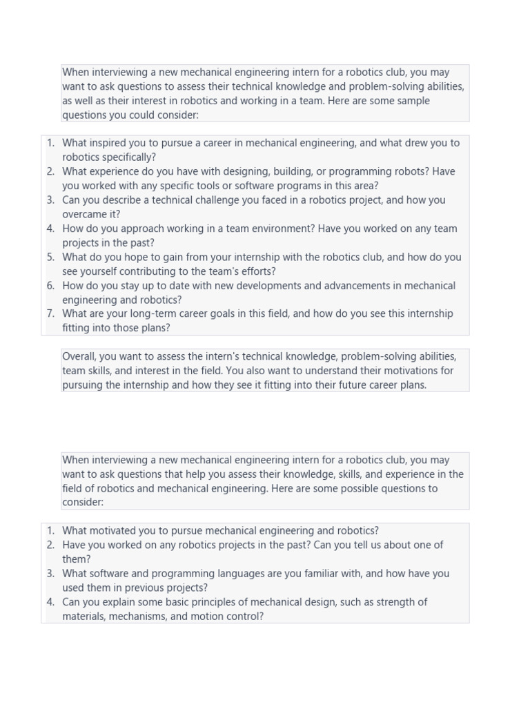 Robotics Interview Pdf Robotics Job Hunting 