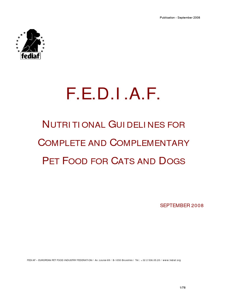 FEDIAF Nutritional Guidelines - September 2008(1) | PDF | Nutrients ...