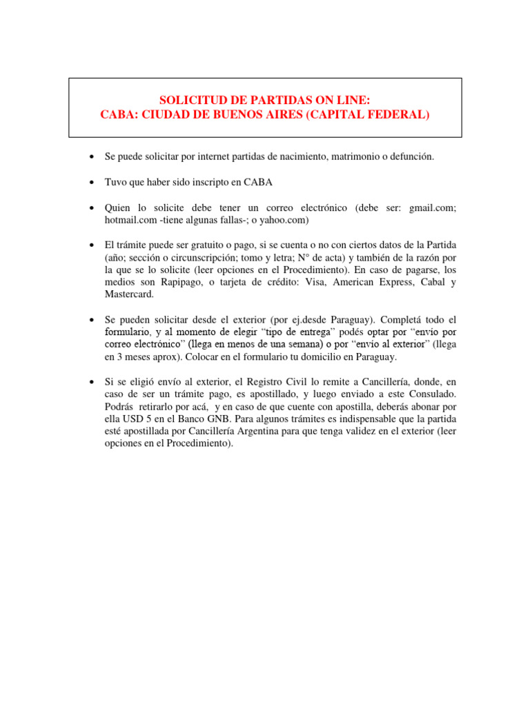 Caba - Solicitud On Line | PDF