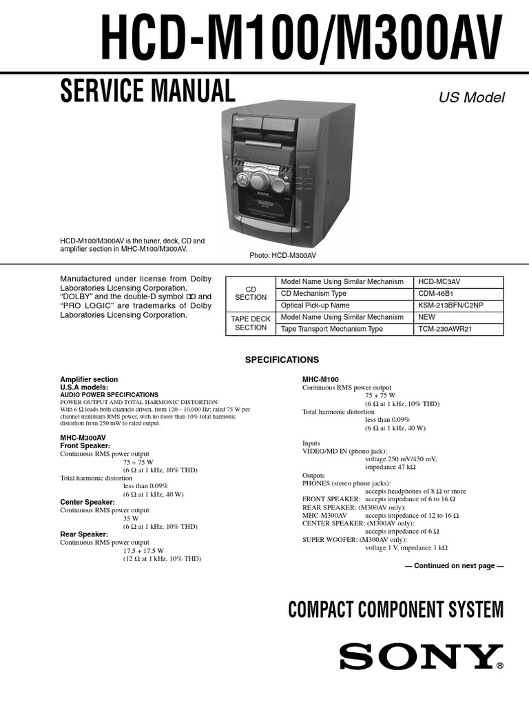 Sony hcd-m100 Hcd-M300av | PDF | Decibel | Distortion