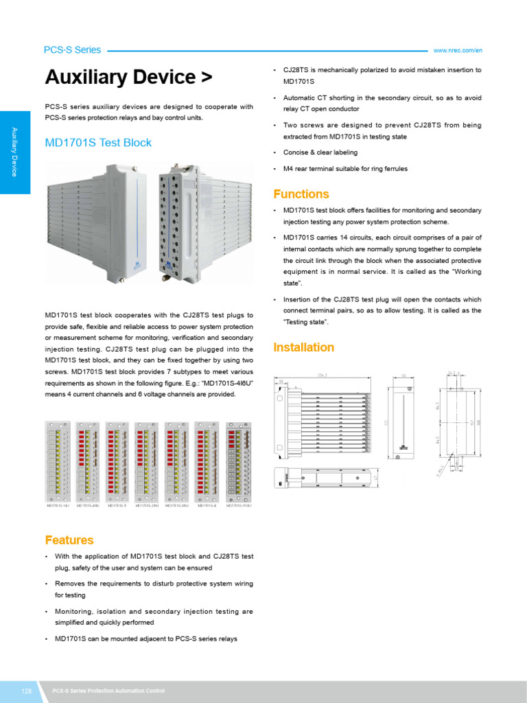 NR Test Block MD1701S Catalog | PDF | Relay | Capacitor