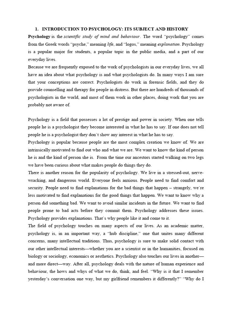 Introduction To Psychology | PDF | Psychology | Experience