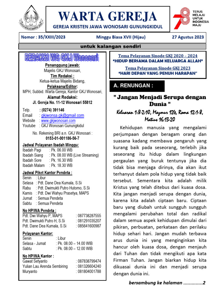 WG GKJ Wonosari 27 Agustus 2023 | PDF