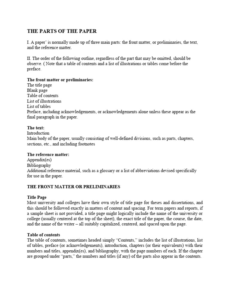 The Parts of The Paper Edited | PDF