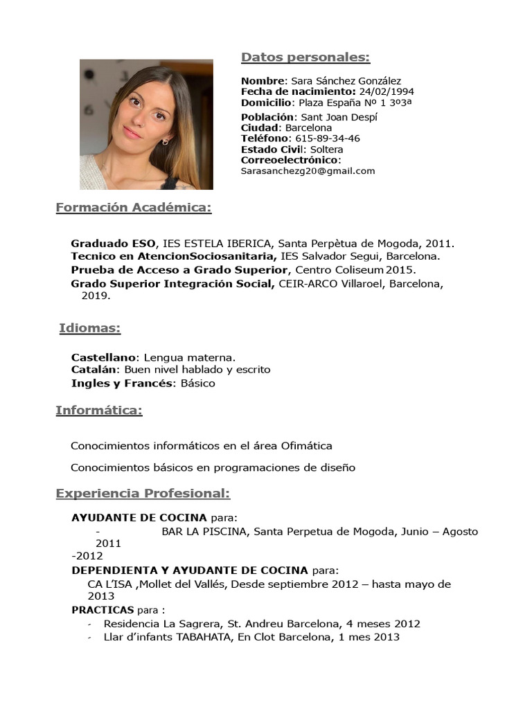 Sara Sanchez Cv2020 | PDF