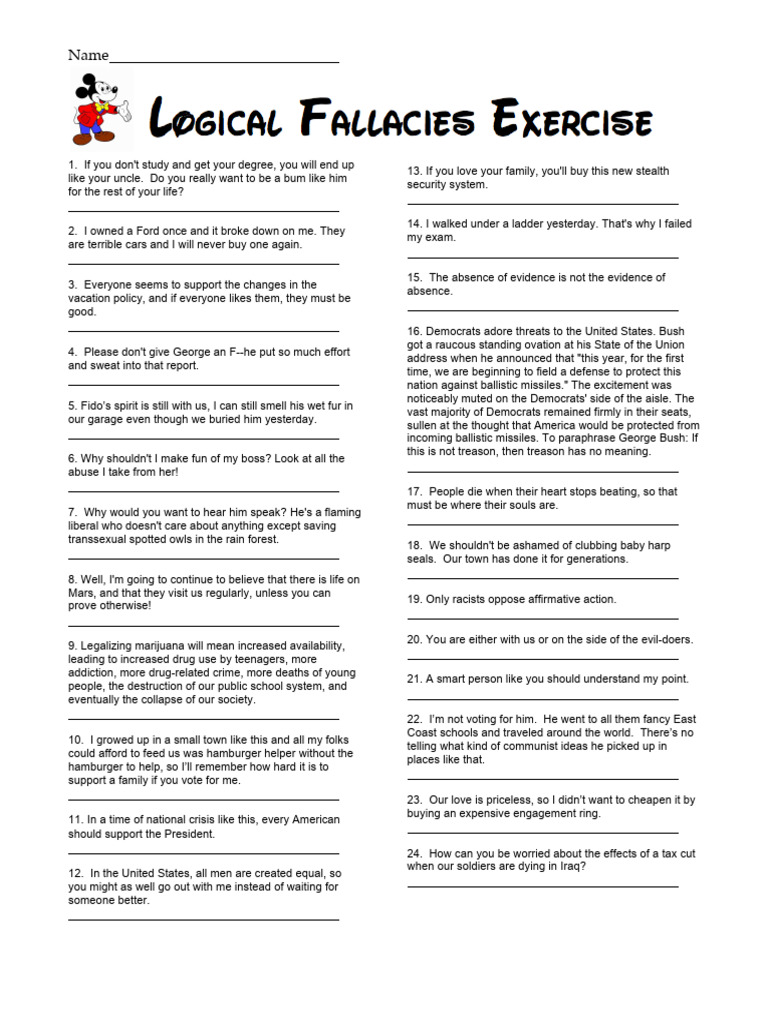 Logical Fallacy Exercise | PDF
