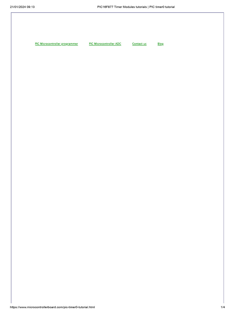 PIC16F877 Timer Modules Tutorials - PIC Timer0 Tutorial | PDF | Timer | Microcontroller