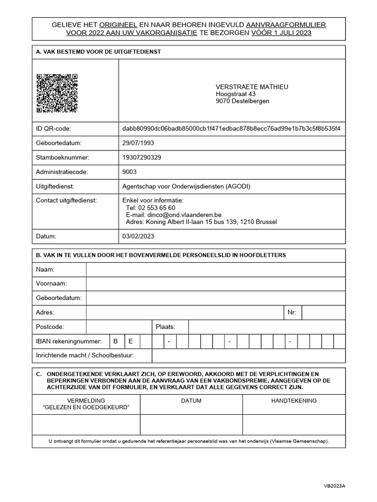 Gelieve Het Origineel en Naar Behoren Ingevuld Aanvraagformulier Voor ...