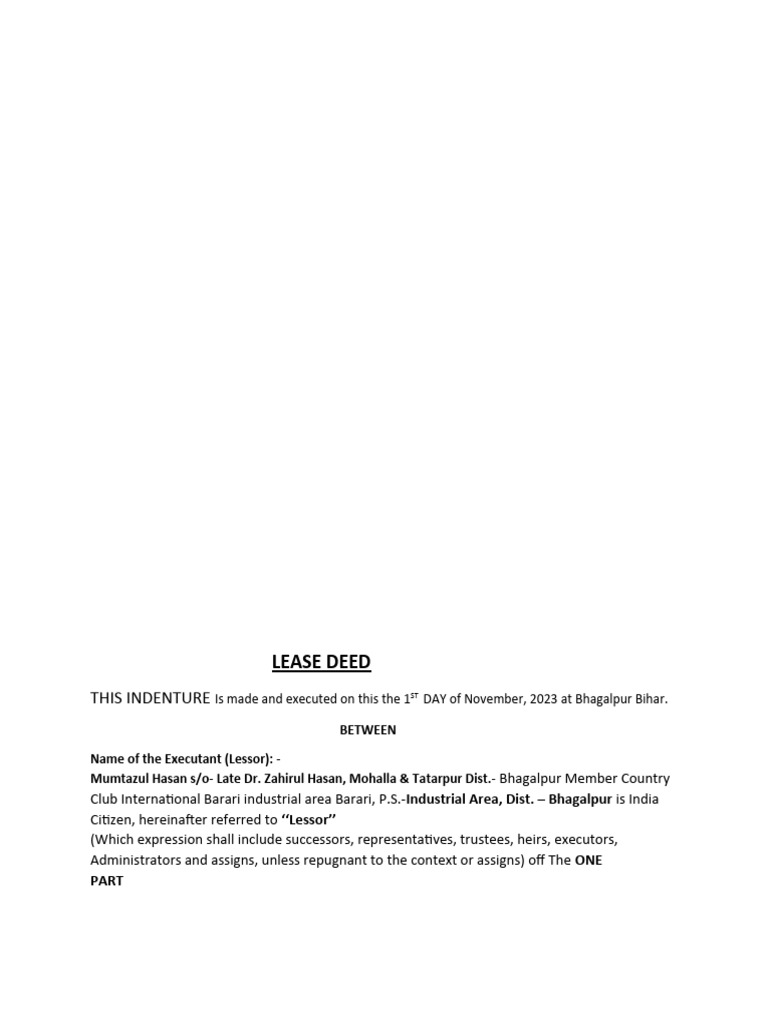 Lease Deed | PDF | Lease | Real Property Law