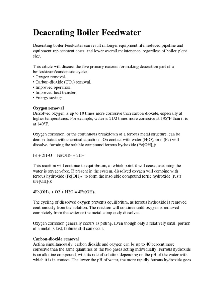 Deaerating Boiler Feedwater | PDF | Water | Boiler