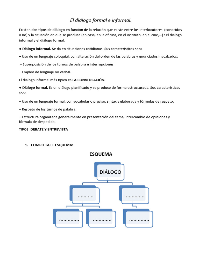 El Diálogo Formal e Informal | PDF | Lingüística | Comunicación humana