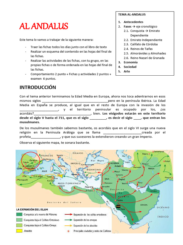 Fichas para El Tema Al Andalus Vicensvives | PDF | Al Andalus | Cruzadas