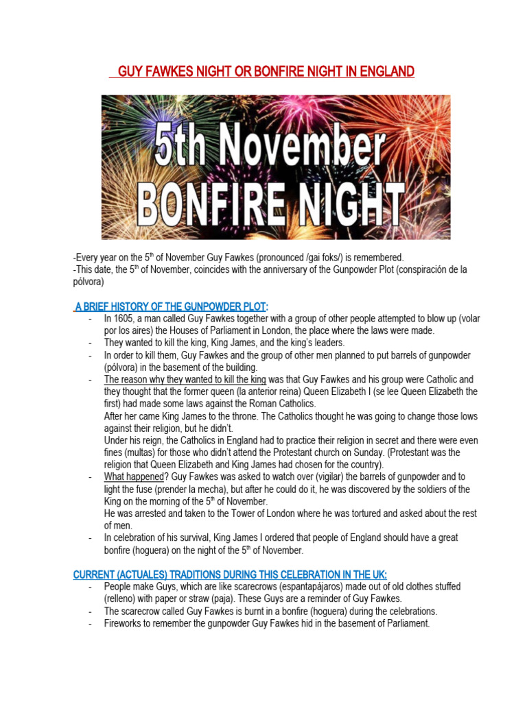 Bonfire Night in England | Download Free PDF | Guy Fawkes | Gunpowder Plot