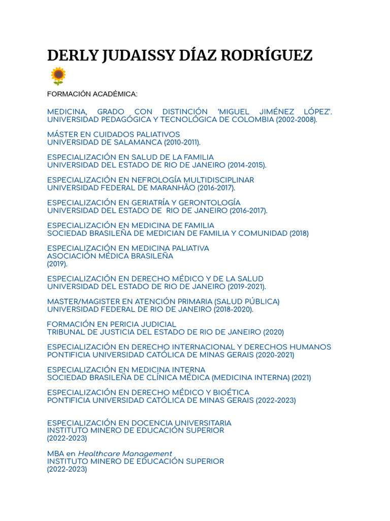 Derly Judaissy Díaz Rodríguez CV 2024 | PDF