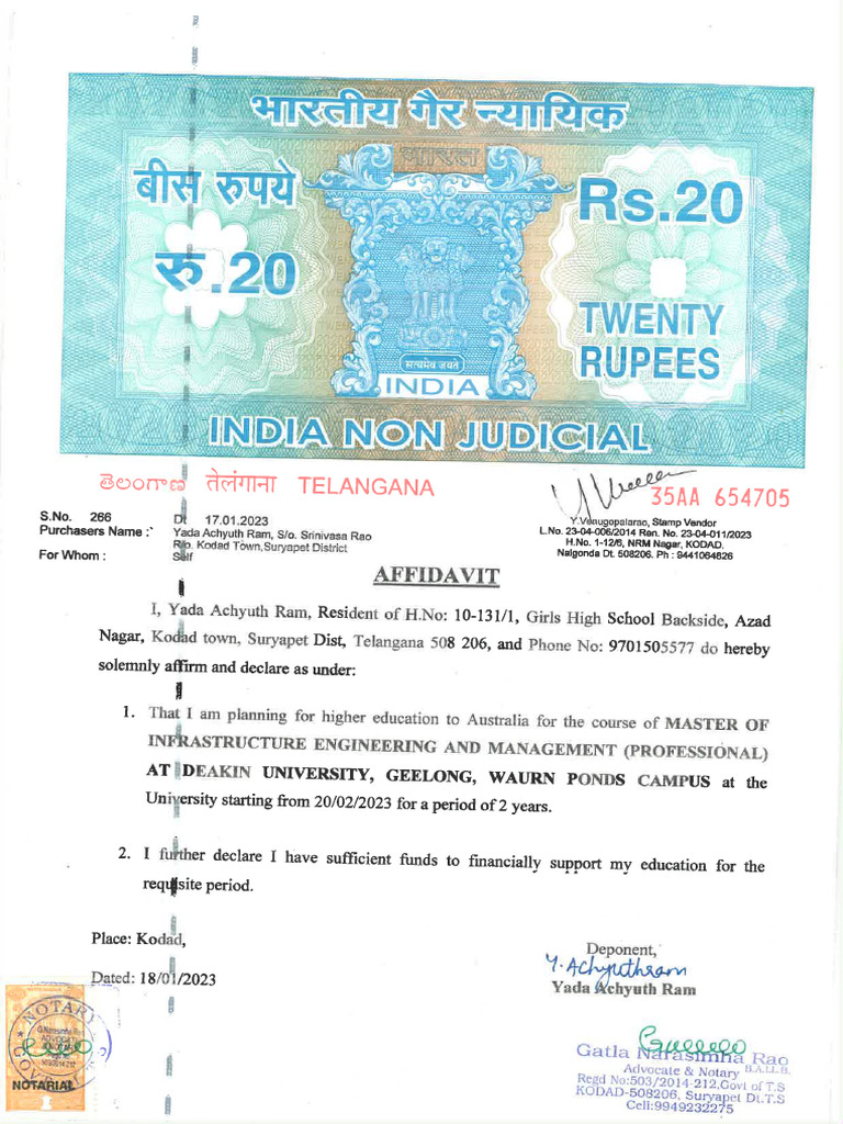 Self Affidavit Form | PDF