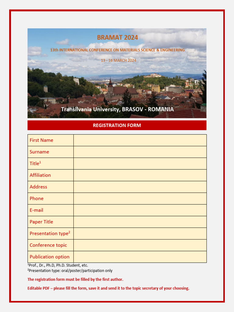 Editable Registration - Form - Bramat - 2024 | PDF