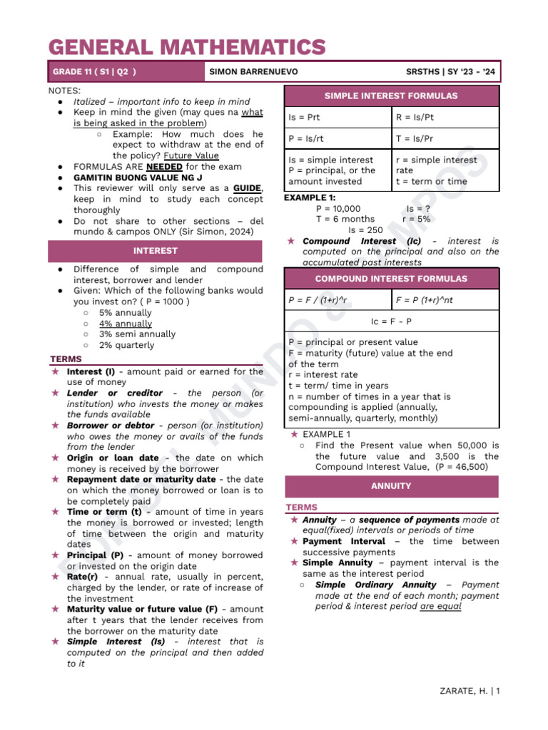Genmath - G11 | PDF | Bonds (Finance) | Interest