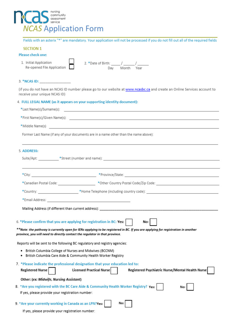 Application Form - NCAS IEN Pathway | PDF