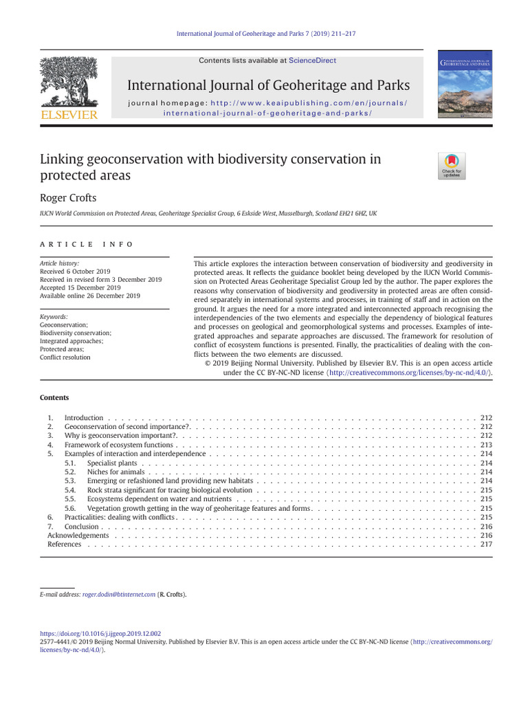 Linking Geoconservation With Biodiversity C - 2019 - International Journal of Ge | PDF
