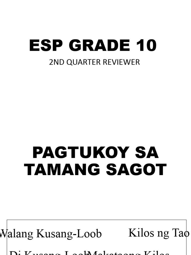 Esp Grade 10 Reviewer 2nd | PDF