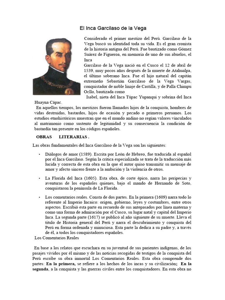 El Inca Garcilaso de La Vega | PDF | Imperio Inca | Perú