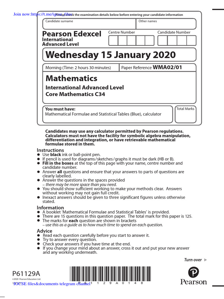 c34 2020 QP Jan Removed | PDF | Equations | Mathematics