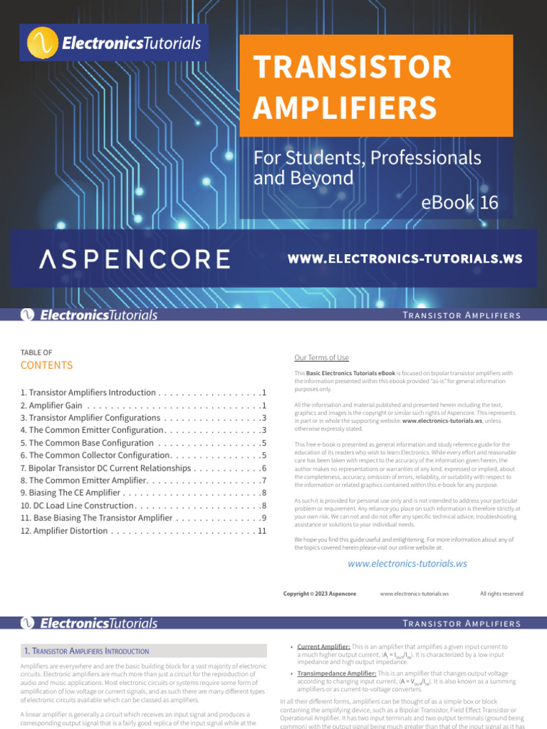 Transistor Amplifier Ebook | PDF | Bipolar Junction Transistor | Amplifier