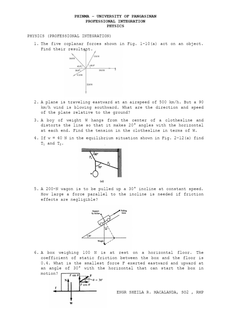 Physics 50problems | PDF | Force | Acceleration