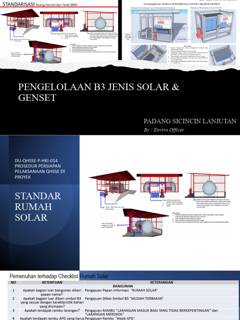 Rumah Solar, Genset Dan Pengelolaan B3 | PDF