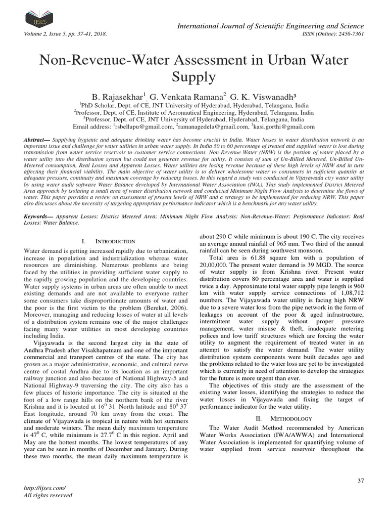 Non-Revenue-Water Assessment in Urban Water | PDF | Hydrology | Water