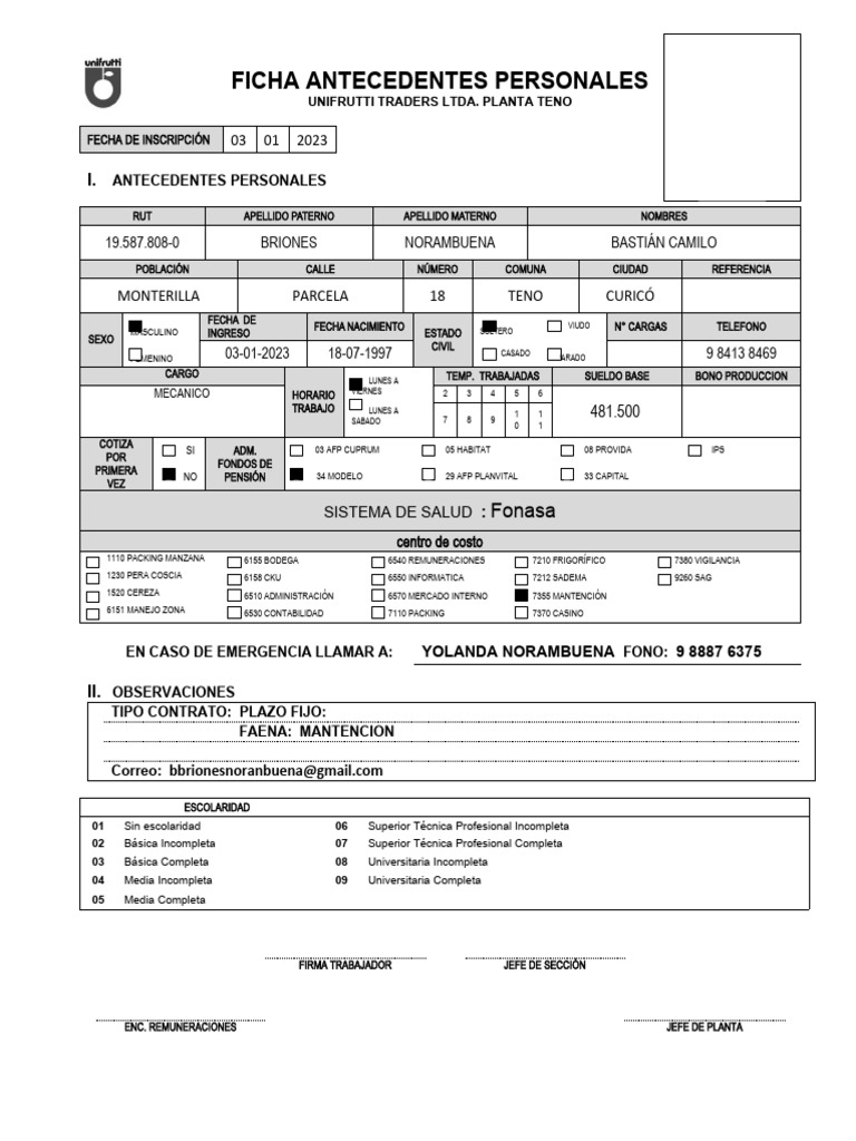 Ficha 03-01-2023 - Bastian Briones | PDF