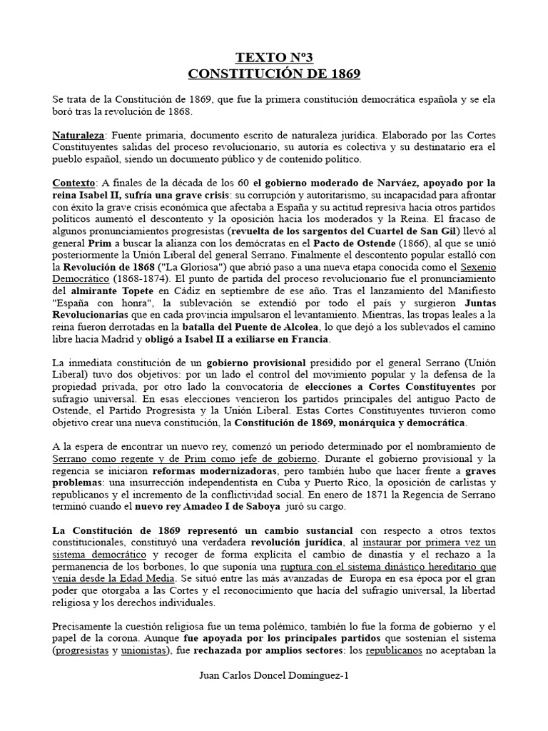 3.constitución 1869 | PDF | Gobierno | España