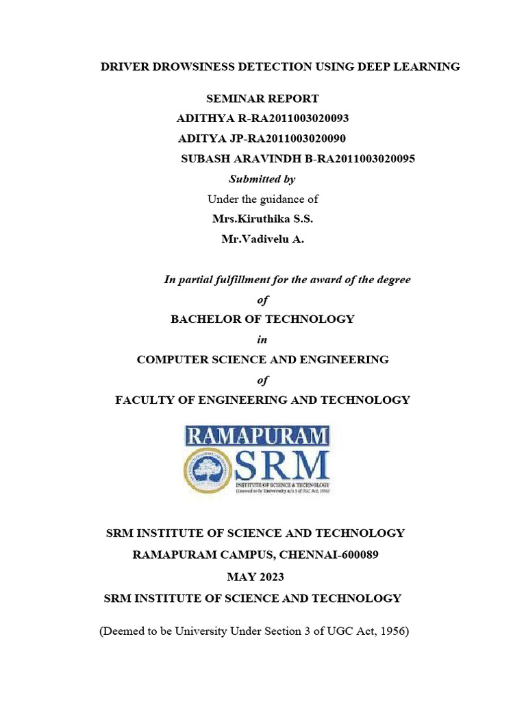 Driver Drowsiness Detection Using Deep Learning | PDF