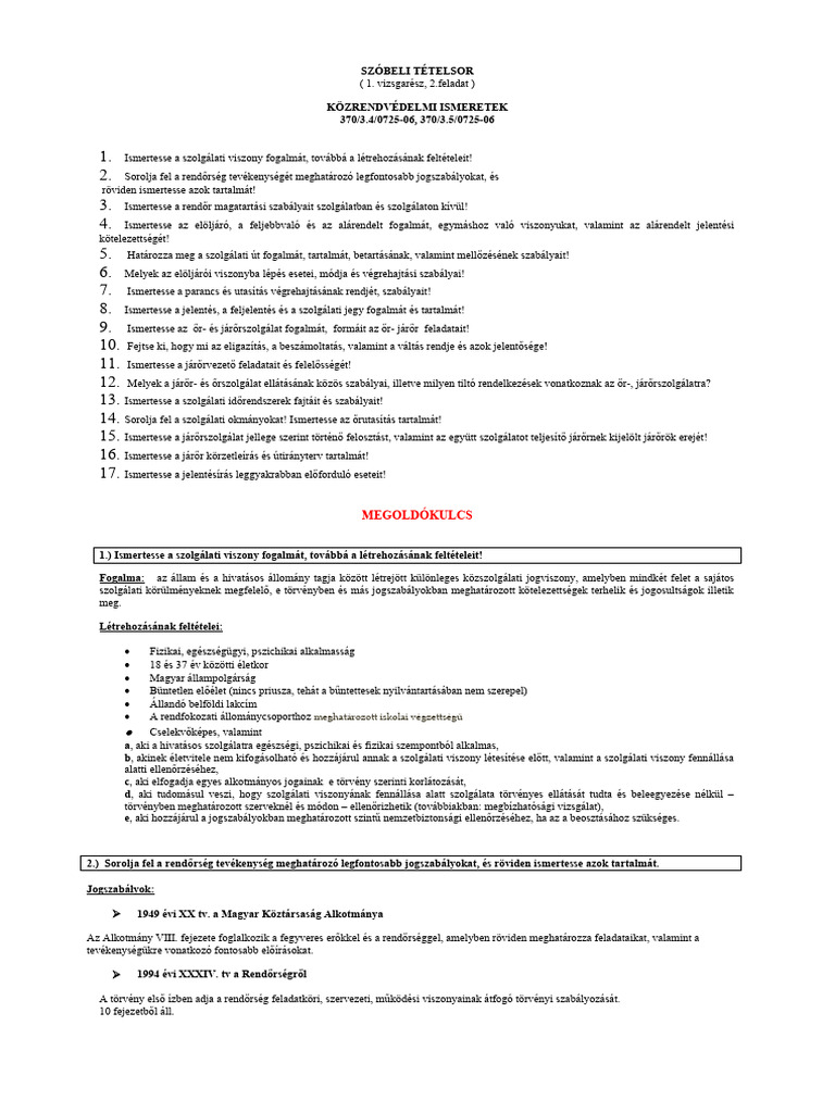 0725 Kozrend Kidolgozott Tetelek | PDF