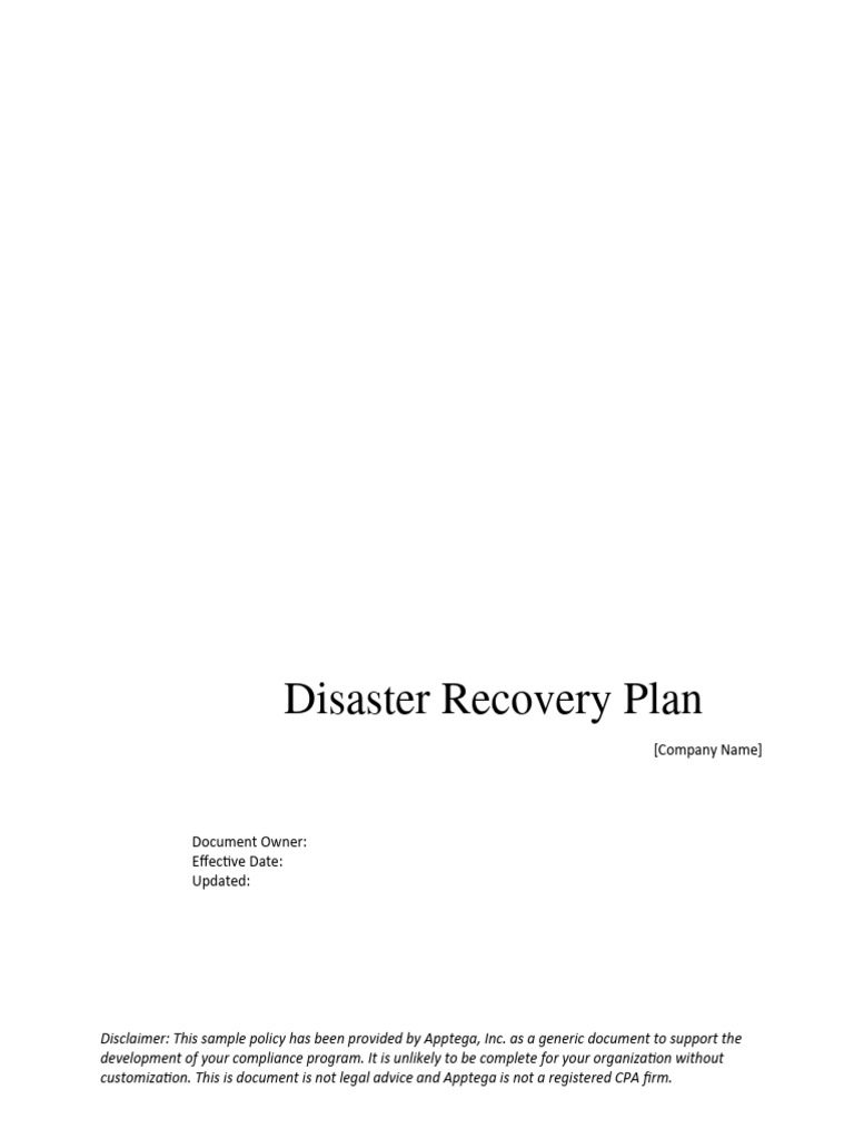 Disaster Recovery Plan Template | PDF | Disaster Recovery | Backup