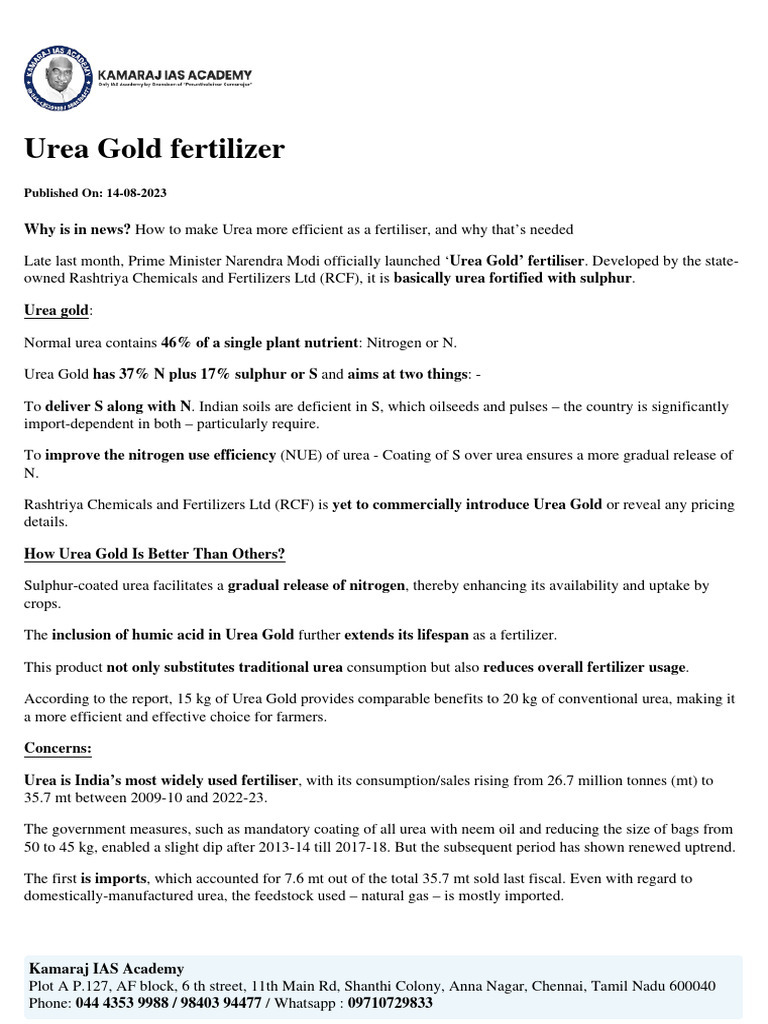 Urea Gold Fertilizer | PDF | Fertilizer | Soil