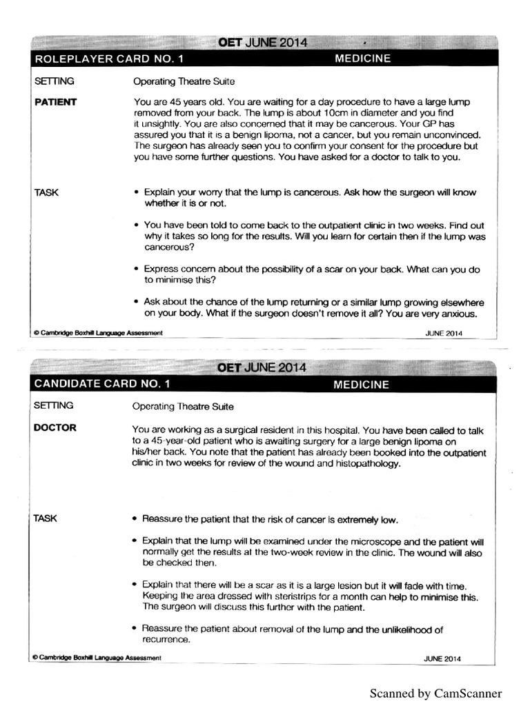 OET Speaking Cards | PDF