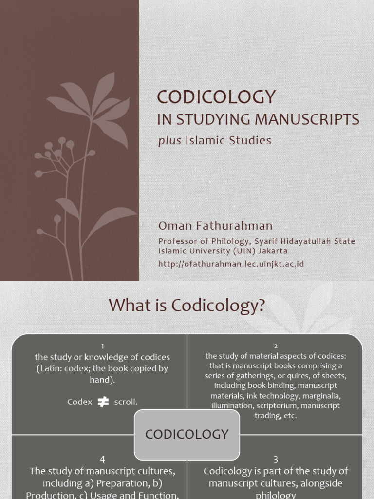Codicology Dalam Studi Manuskrip | PDF | Codex | Manuscript