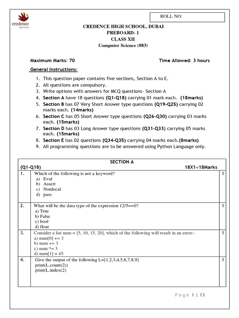 G12cs-Qp-Preboard1 2022-23 | PDF