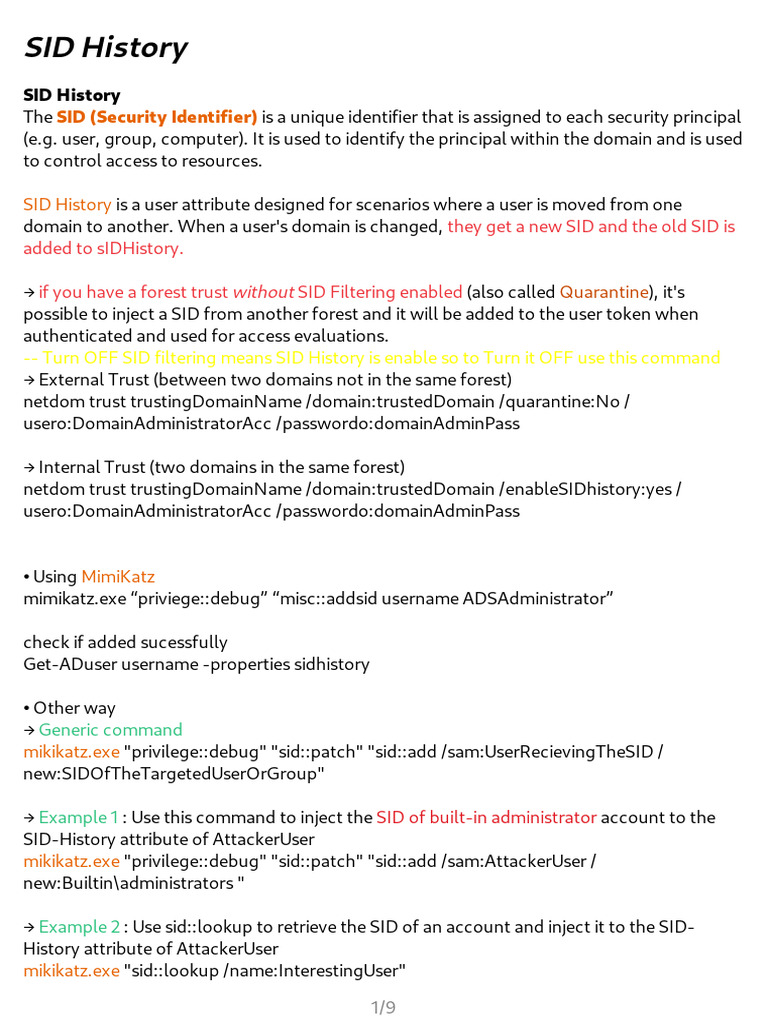 SIDHistory Abuse Trusted | PDF | Microsoft Sql Server | Computing