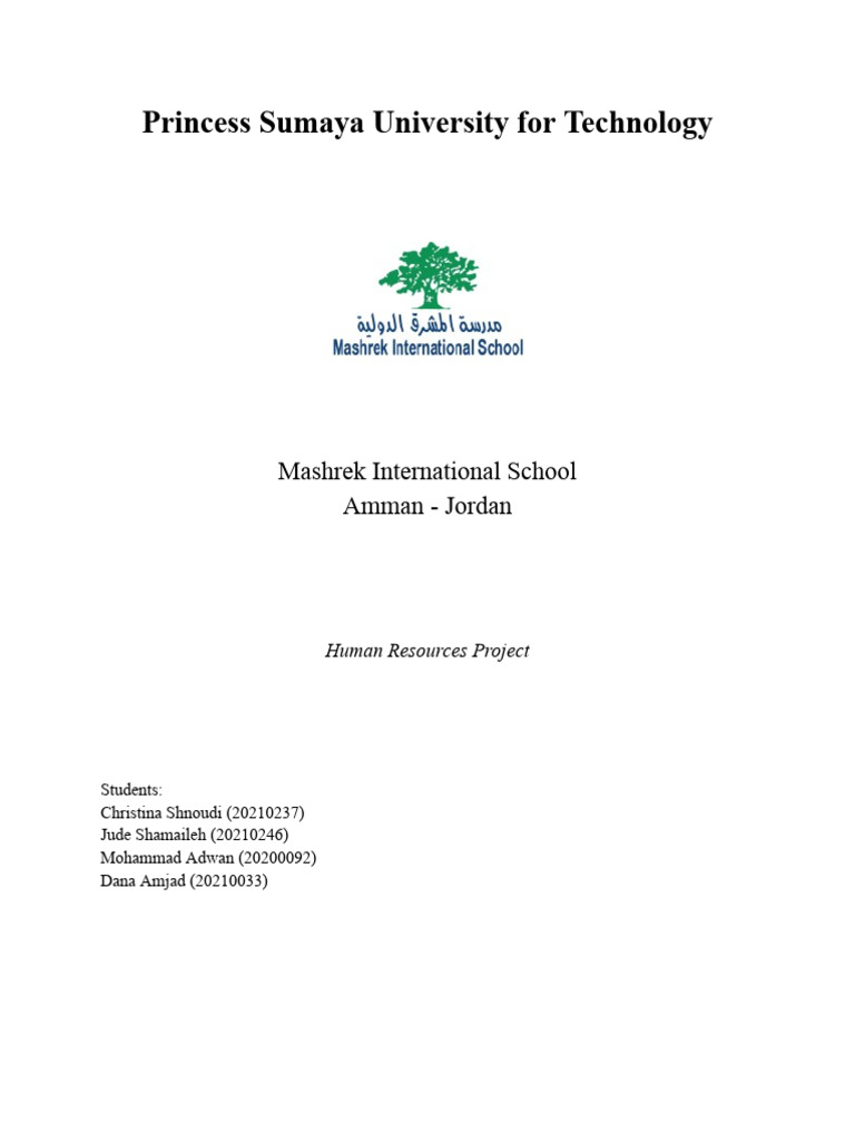 HR Project - Mashrek International School (MIS) | PDF | Human Resources ...