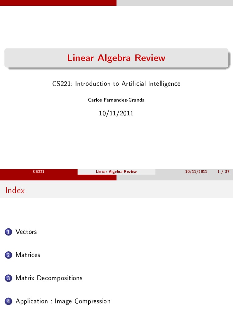 Cs221 Linear Algebra | PDF | Eigenvalues And Eigenvectors | Matrix (Mathematics)