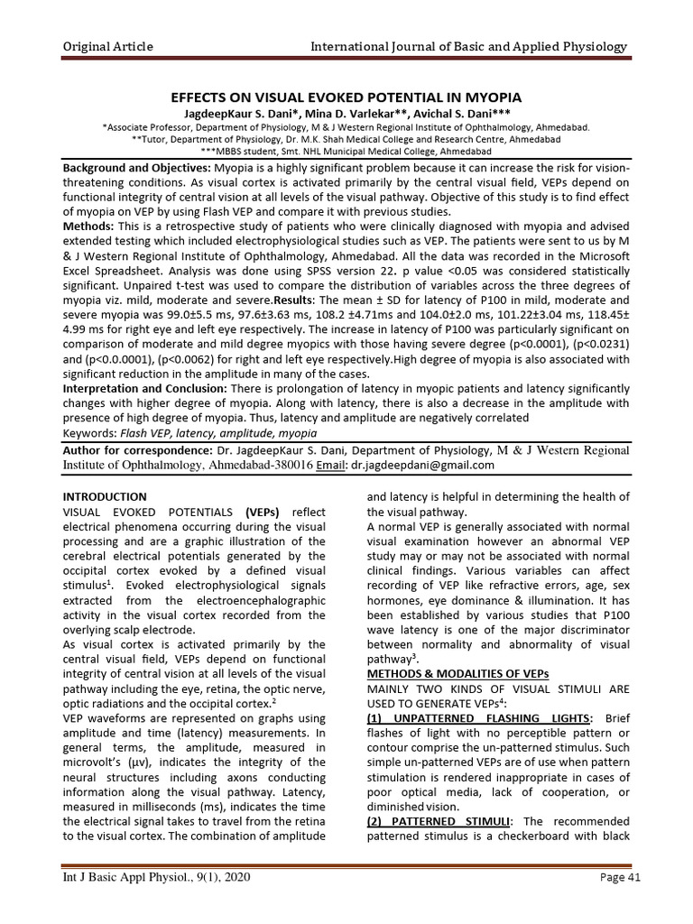 Efecto de La Miopia en Pev | PDF | Clinical Medicine | Medical Specialties