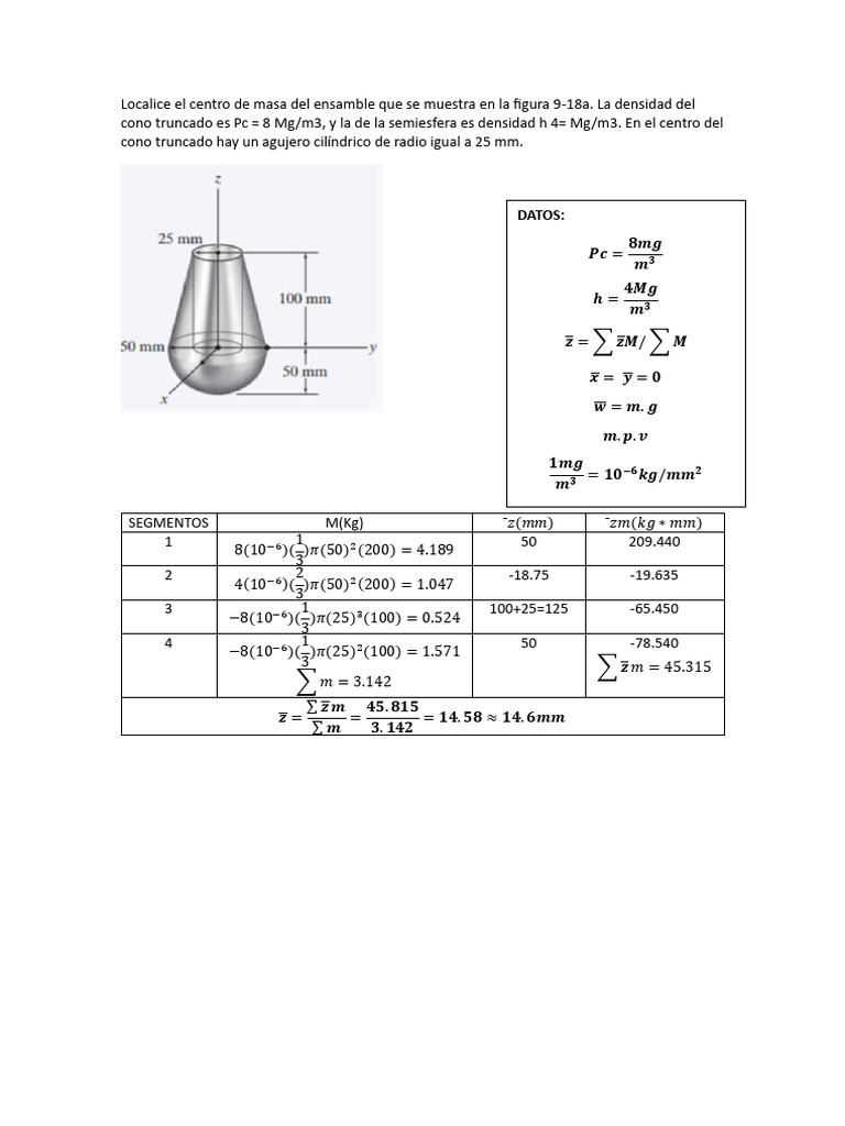 Localice El Centro de Masa Del Ensamble Que Se Muestra en La Figura 9 | PDF