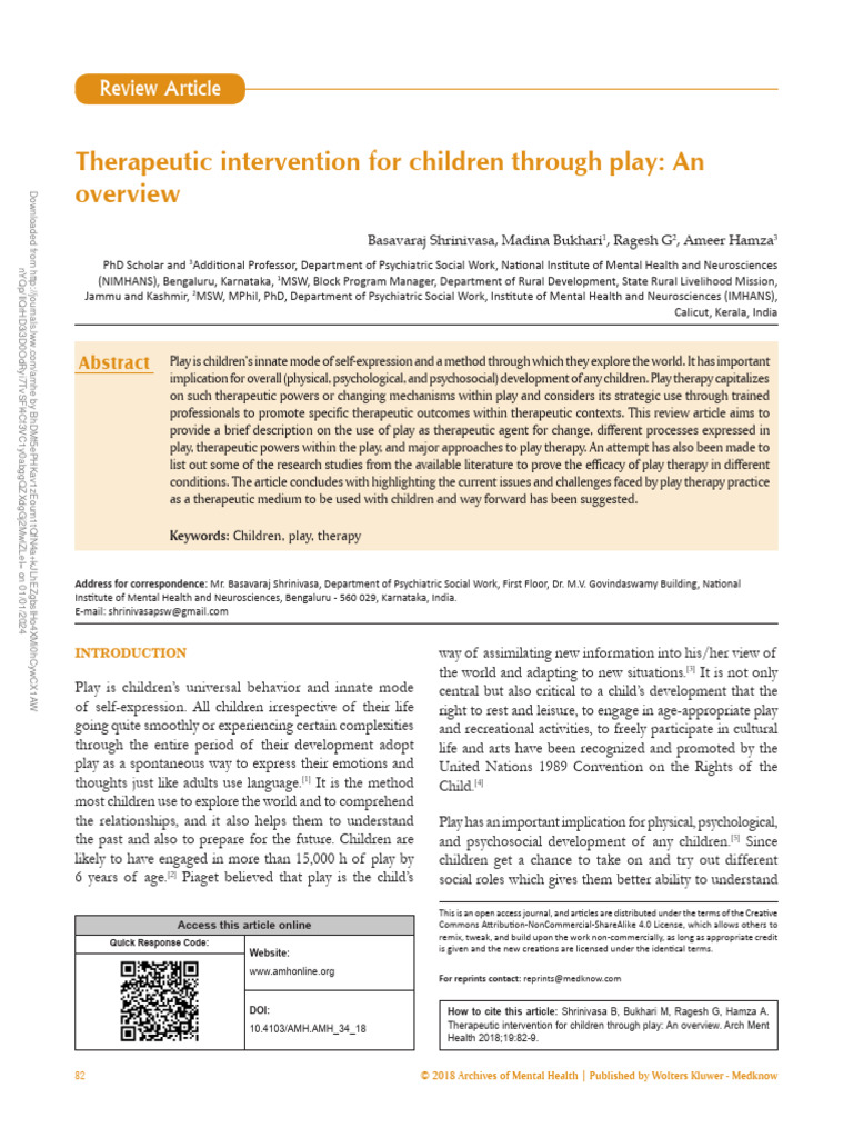Play Therapy for Child Development Overview | PDF | Psychotherapy ...