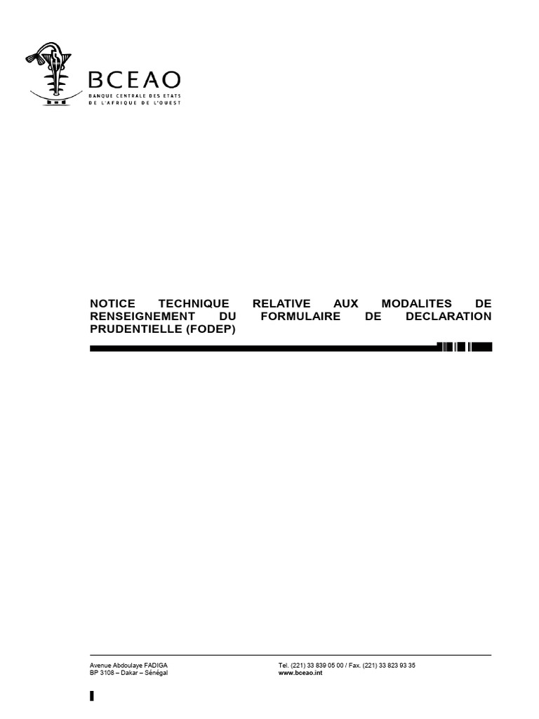Bceao Notice Technique - Fodep | PDF