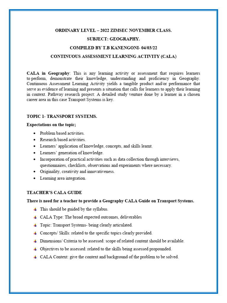 Ordinary Level-Geography Cala Guide | PDF
